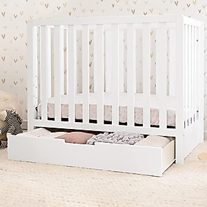 Carter's by DaVinci Colby 4-in-1 Convertible Mini Crib with Trundle Drawer in White, Greenguard Gold Certified, Undercrib Storage