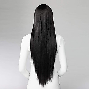 Sensationnel Butta lace HHM wigs - straight 32 inch human hair blend extra wide 5 inch parting preplucked hairline glueless lacefront (1B OFFBLACK)