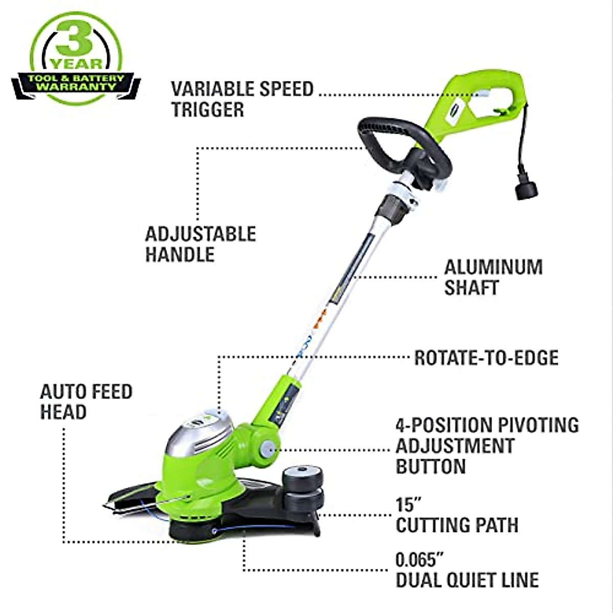 Greenworks 5.5 Amp 15" Corded Electric String Trimmer