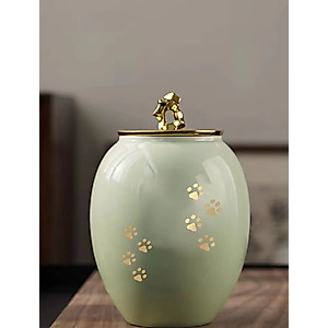 LINES ARTE Medium Pet Urns for Dogs Ashes, Ceramics Pet Urn for Dog Ashes, Cat Dog Urns for Ashes (Paw Prints)