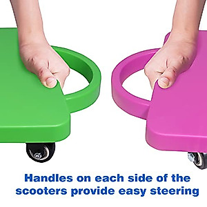 GSE Floor Scooter Board with Handles, Sitting Scooter for Kids Indoor Play Equipment, Fun Scoot Board with Non-Marring Plastic Casters for Children(Red)