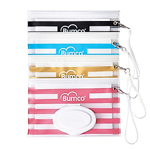 Bumco Diaper Bag Wet Wipes Dispenser, Reusable Refillable Pouch, Organizer for Travel, Carrying Clutch, Unique Baby Gift for Girl/Boy, (Gold & Black)