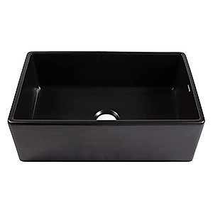 Austen Fireclay Farmhouse Apron Kitchen Sink and Care Kit, 30" Matte Black Single Bowl