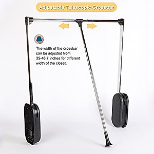 usego Pull Down Closet Rod Chrome Heavy Duty Adjustable 35-46.7 Closet Pull Down Rods Hanger for Hanging Clothes Wardrobe Lift Rail Organizer Storage System Side Mounted Expanding Tubing