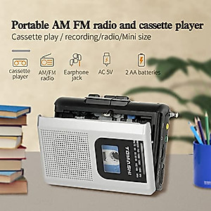 TOMASHI Cassette Player Walkman Tape Recorder FM AM Radio with Built-in Speaker,Microphone F-318B