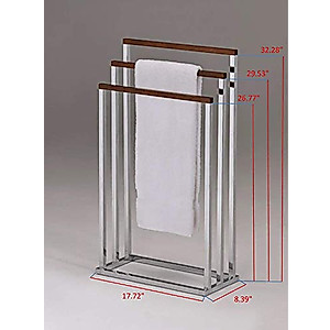Kings Brand Furniture - Chrome Metal/Walnut Wood Freestanding Towel Rack Stand