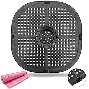 Air Fryer Crisper Plate for COSORI 5QT Air Fryers, 9.09IN Premium Square Nonstick Air Fryer Tray Grill Pan Replacement Parts Accessories Rack with Rubber Tips for Instant Air Fryer