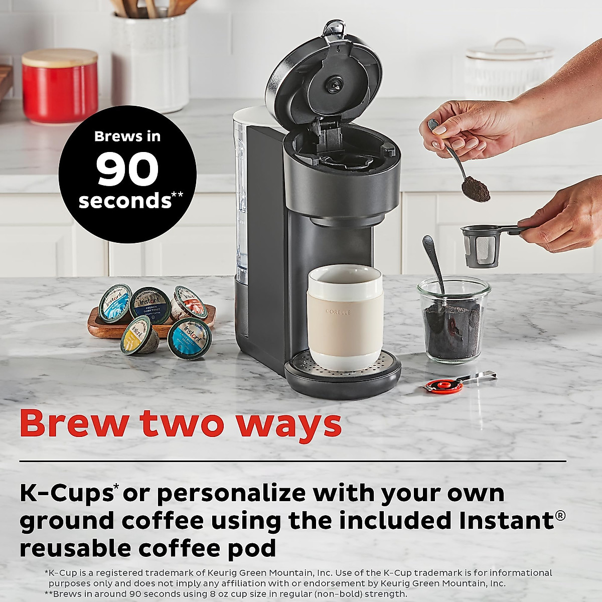 Instant Solo WIFI Connect Single Serve Coffee Maker, From the Makers of Instant Pot, Coffee Brewer, Includes Reusable Coffee Pod & Bold Setting, Brew 8 to 12oz., 40oz. Water Reservoir, Black