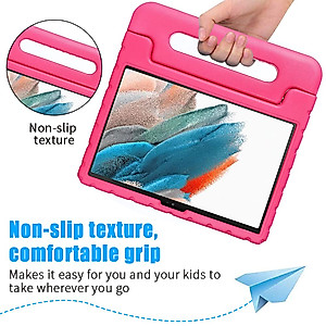 BOWOSEN Kids Case for Samsung Galaxy tab a8 10.5 Inch, Heavy Duty Shockproof Rugged Case with Handle Holder, Samsung Galaxy tab a8 10.5 Tablet Case 2022 (x200/205/207). Pink
