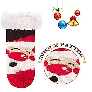Winter Kids Fuzzy Slipper Socks Toddler Baby Girls Boys Thermal Warm Non-Skid 2-4 Christmas Home Socks Holiday Cabin Soft Thick Fluffy Sherpa Fleece Lined, Gifts for Christmas Stocking Stuffers