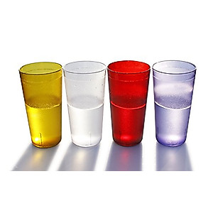 New Star Foodservice 46489 Tumbler Beverage Cup, Stackable Cups, Break-Resistant Commercial SAN Plastic, (20 oz, Red) Set of 12