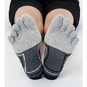 Men Toe Socks Cotton Low Cut No Show Athletic Running 5 Finger Wicking 6 Pack