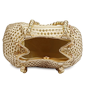 Fancy Haat Silk Ethnic Rajasthani Women's Potli Bag (Golden)