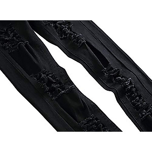 Men's Ripped Skinny Stretch Distressed Destroyed Slim Jeans Denim Pants Black 32
