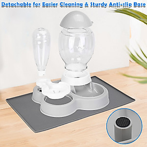 YECERCAN Gravity Feeder Cat Dry Food and Water Set, 2 in 1 Automatic Cat Feeder and Water Dispenser with Waterproof Mat,Pet Food/Water Bowls for Small to Medium Pups, Kittens,Rabbits...