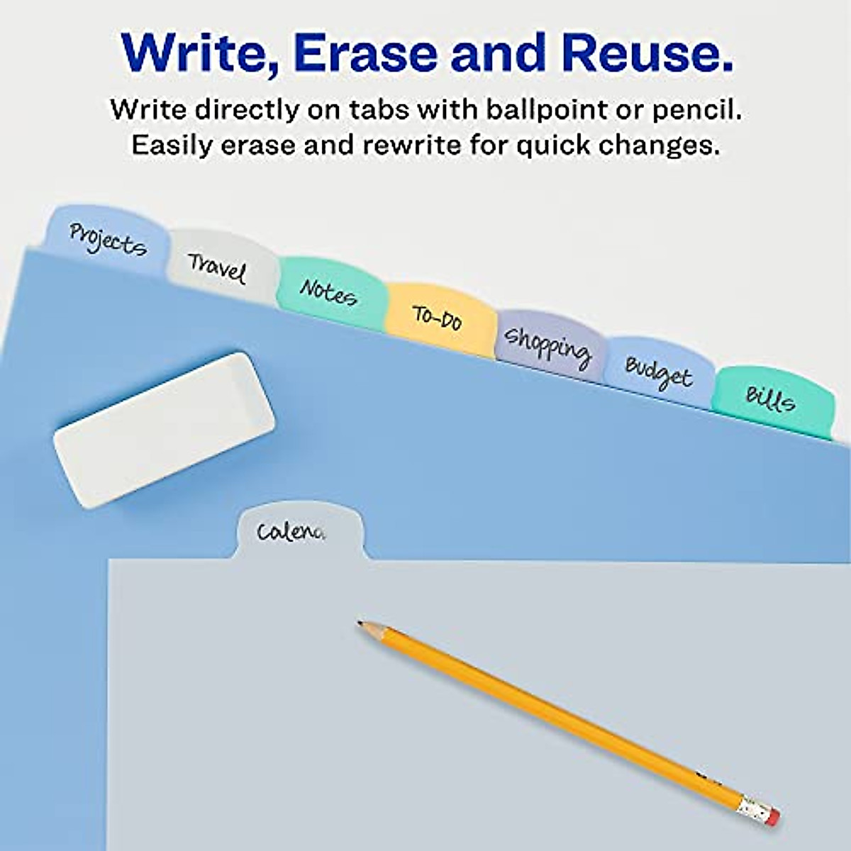 Avery Big Tab Write & Erase Durable Plastic Dividers for 3 Ring Binders, 8-Tab Sets, Pastel Colors, 3 Sets of Binder Dividers, Great for Organizing Reports, Presentations, and More (31351)