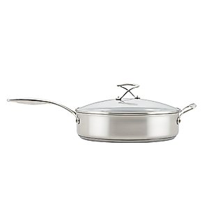 Circulon Stainless Steel Sauté Pan with Lid and SteelShield Hybrid Stainless and Nonstick Technology, 5 Quart