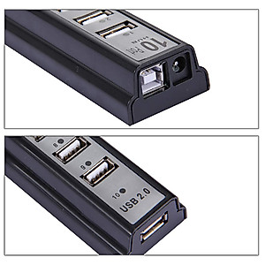 JSANSUI Distributor hub 10-Port USB2.0 HUB Splitter Computer with USB Power Extension Multi-Interface, USB2.0 High-Speed Multi-hub Extension and Power Adapter (Silver)