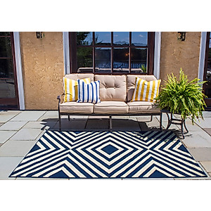 Momeni Rugs , Baja Collection Contemporary Indoor & Outdoor Area Rug, Easy to Clean, UV protected & Fade Resistant, 2'3" x 7'6" Runner, Navy Blue