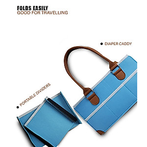 MELWEY Diaper Caddy - Newborn Essentials Must Haves,Baby Registry Basket,Nursery Changing Table and Car Storage Basket Organizer for Baby Boys Girls Shower Gift (Blue)