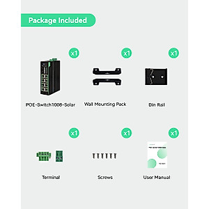 LINOVISION Industrial 8-Port Full Gigabit Solar POE Switch with DC9.5V-57V to DC48V Voltage Booster, IEEE802.3at with Total POE Budget 240W, POE Power Supply for Solar Power/RV Truck/VoIP Systems