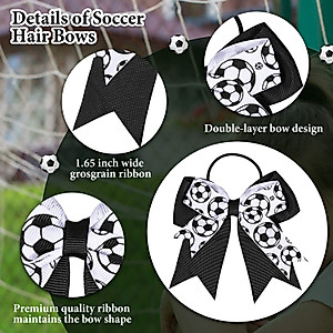 10 Hair Accessories - Soccer Hair Bows, Elastic Ponytail Holders, and Sport Hair Ties for Girls Players and Teams (Black and White)