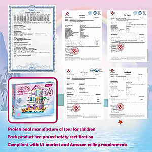 PUSITI Girls Building Blocks House Toys 573 Pieces Seaside Villa Friends Cottage Building Set Beach Villa Educational toys Girls Holiday Cottage Construction Bricks Toys