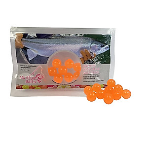 My Style Baits Fishing Beads,12mm Artificial Round Float Fishing Eggs for Freshwater Rivers, Soft Steelhead Salmon Beads (Orange)