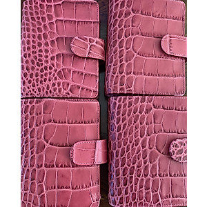 Filofax Pocket Size Classic Croc Print Leather Organizer Agenda Weekly Daily Planner 2023-2024 Calendar Bundle with DiLoro Ballpoint Pen Fuchsia 026078