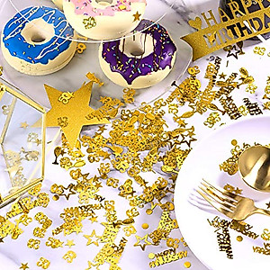 50th Happy Anniversary Confetti 50th Party Confetti Number 50 Anniversary Confetti Metallic Foil Star Circles Mix Confetti for Table Decorations Party Supplies Anniversary DIY Art, Gold, 3000 Pieces