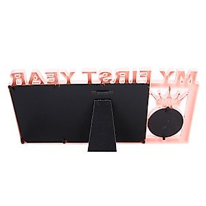 CHICIRIS Newborn Baby First Year Picture Frame with 12 Month Slots, Baby Monthly Collage Keepsake Frame for Photo Memories, White(pink)