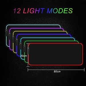Personalized RGB LED Gaming Mouse Pad Make Your Own Customized Large Gaming Mousepad Custom Mouse Mat for Office Dorm Personalised Gifts Presents for Gaming Lovers, 31.5x11.8in