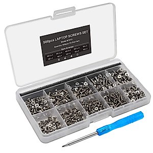 Mcsher 500pcs Laptop Notebook Screws Set for IBM HP Dell Lenovo Samsung Sony Toshiba Acer Gateway Screw Assortment Kit with Screwdriver - Silver
