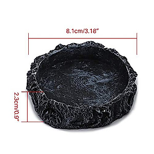 MINYULUA 2 Pack Reptile Water Dish Rock Worm Feeder Bowl Pet Feeding Tray for Tortoise, Gecko, Turtle, Snake, Lizard, Spider, Chameleon
