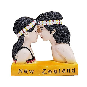 WitnyStore Tiny Maori Couple of Lovers Māori Indigenous Polynesian People, New Zealand Australia Oceania Tourist Attractions Resin Refrigerator Magnet Traveler Souvenir Gift Memento 3D Fridge Magnets