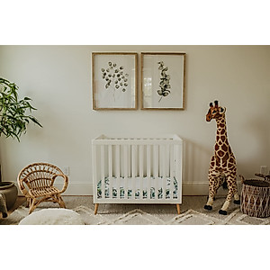 NODNAL CO. Leafy Pack n Play Playard Portable Mini Crib Fitted Sheet for Baby Mattress - Jersey Knit Cotton Unisex Girl/Boy for Pack and Play - Gender Neutral Floral Eucalyptus (Leafy Border)