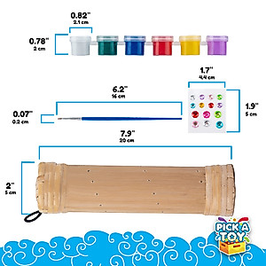 PICK A TOY DIY Rain Stick Musical Instrument with Paint, Paintbrush & Stickers, Fun Arts and Crafts Kit for Kids, Teens, and Adults, Natural Bamboo Wood, Crafting Gift Idea