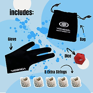 Yomega Dash Yoyo - Pro Aluminum Metal Unresponsive Yoyo with C Size Ball Bearing for Advanced yo yo Tricks + Extra 5 Strings + Glove + Bag + Die & 3 Month Warranty (Black Blue)