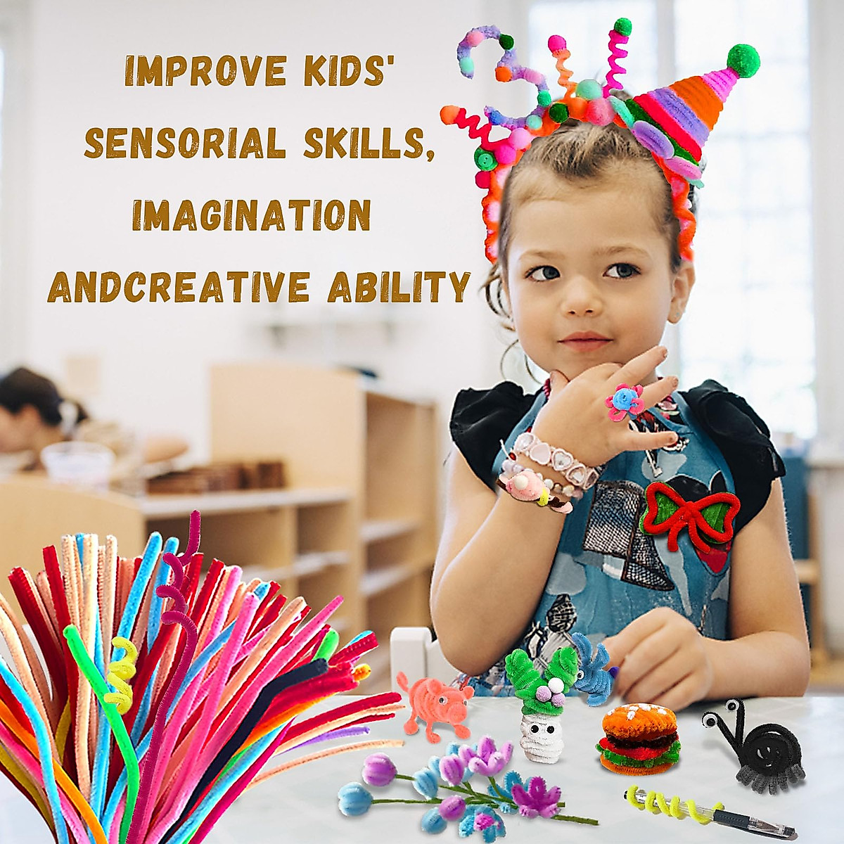 Pipe Cleaners Craft Bulk,Kids Toys & Games,Christmas Gifts,Arts Crafts,Chenille Stems Art Supplies for Projects Creative DIY Room Decor,Christmas Decorations,Juegos Para Niños Fidget Toys for Ages 5-7