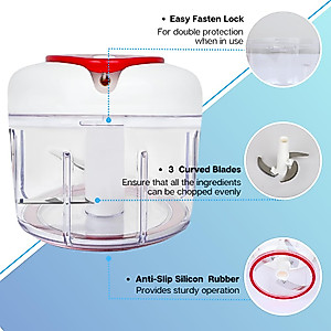 Easy String Pull Food Chopper | Manual Food Processor for Chopping, Dicing, and Mixing | Compact, Portable, and BPA-Free | Ideal for Vegetables, Nuts, Salsa, and Salad