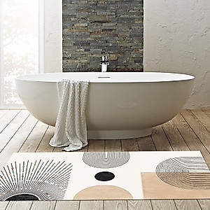 Boho Bedroom Area Rugs Modern Abstract Runner Rugs for Living Room Non Slip Bathroom Floor Carpet Decoratvie Nursery Room Decor Beige Brown Black Rugs for Bedroom Aesthetic 23.6"x59"