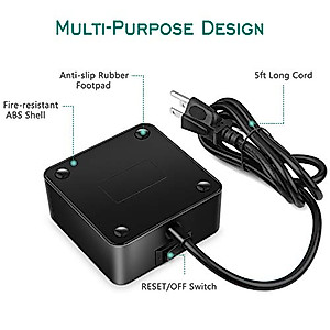 Power Strip with USB, MIBOTE 6 AC Outlet with 4 Port USB Surge Protector Power Strip Charger 5ft Power Cord 1875W 100-240V for Travel, TV, Computer, Transformers, Power Bank