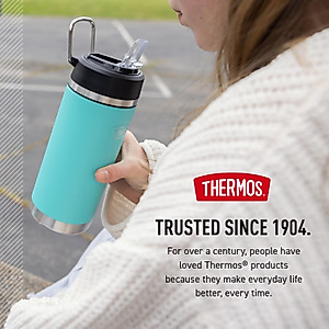 THERMOS ICON SERIES Insulated Water Bottle with Straw Lid - 18 Ounce, Seafoam - Stainless Steel Vacuum Insulated Water Bottle with Straw Lid
