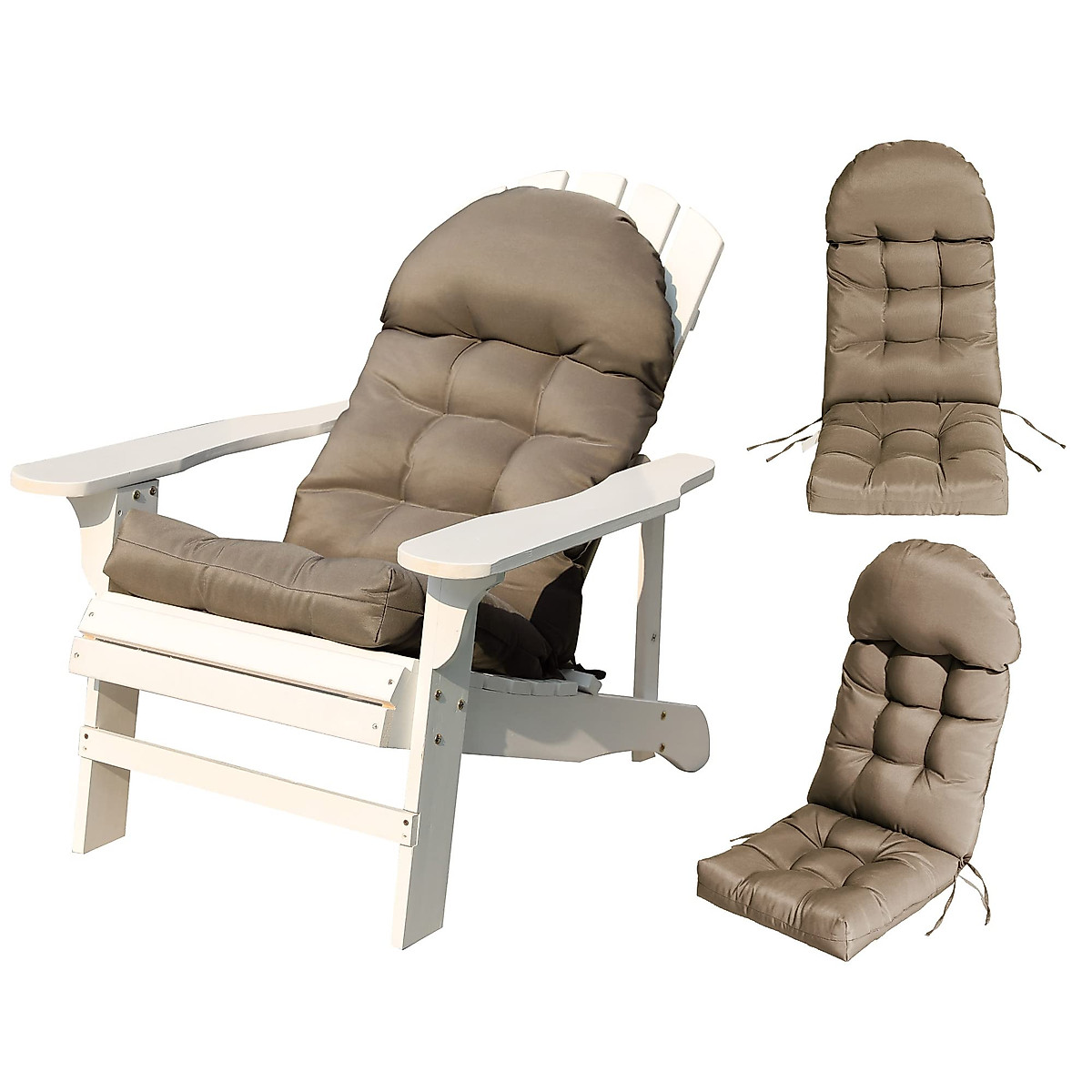 COSNUOSA 2 Pcs Rocking Chair Cushion High Back Adirondack Chair Cushion Waterproof Patio Cushions for Outdoor Furniture Khaki