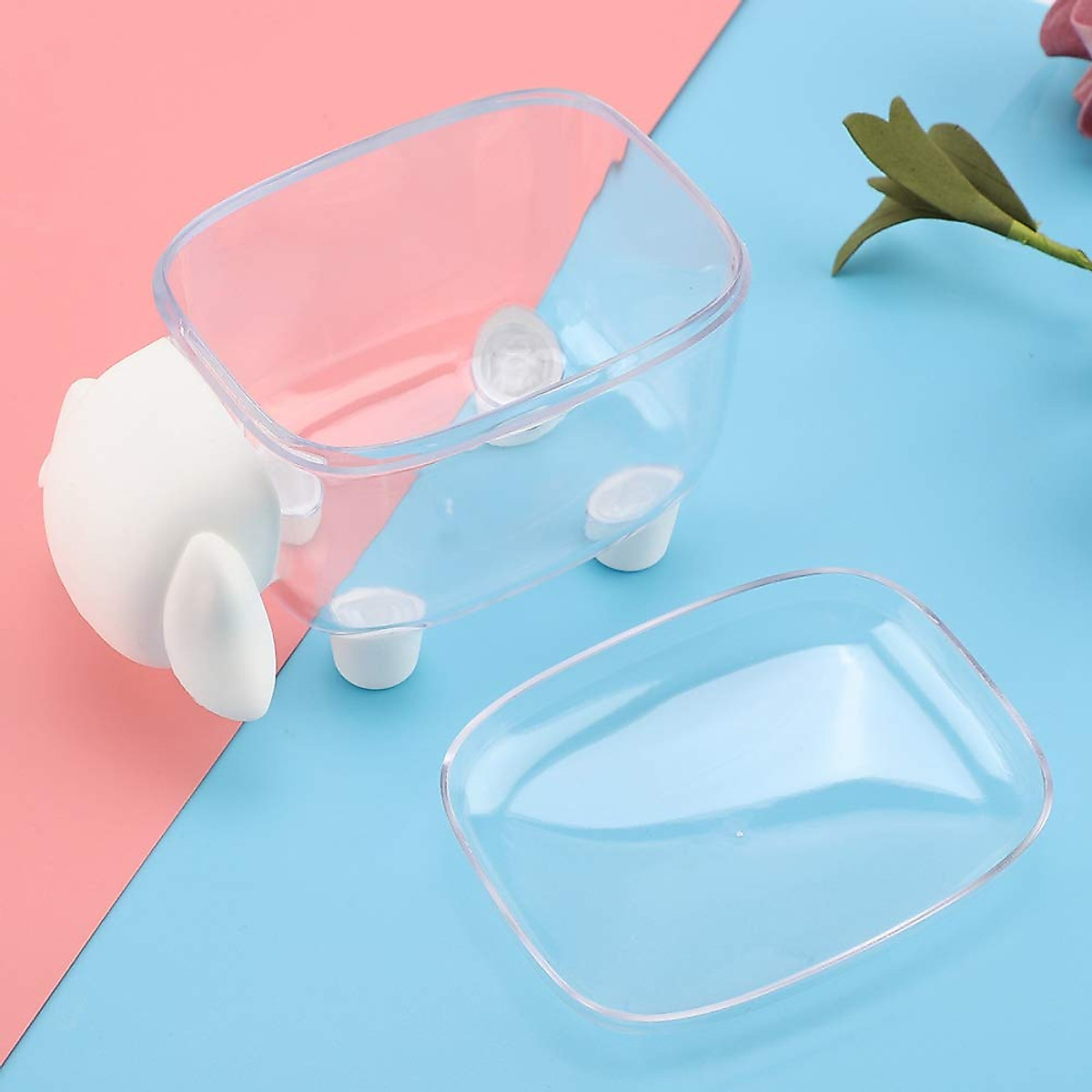 Sheep Cotton Swab Holder, Plastic Qtip Holder Organizer Container with Cover Cute Cotton Ball Holder Bathroom Waterproof Floss Jars (White)