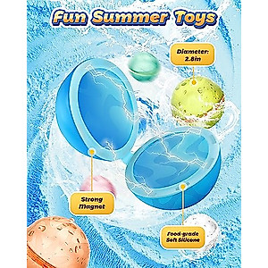Reusable Water Balloons, Magnetic Refillable Water Balls, Summer Outdoor Water Toy for Kids and Adults, Self Sealing Quick Fill Water Balloons Pool Beach Toys for Boys and Girls (12 Pcs)