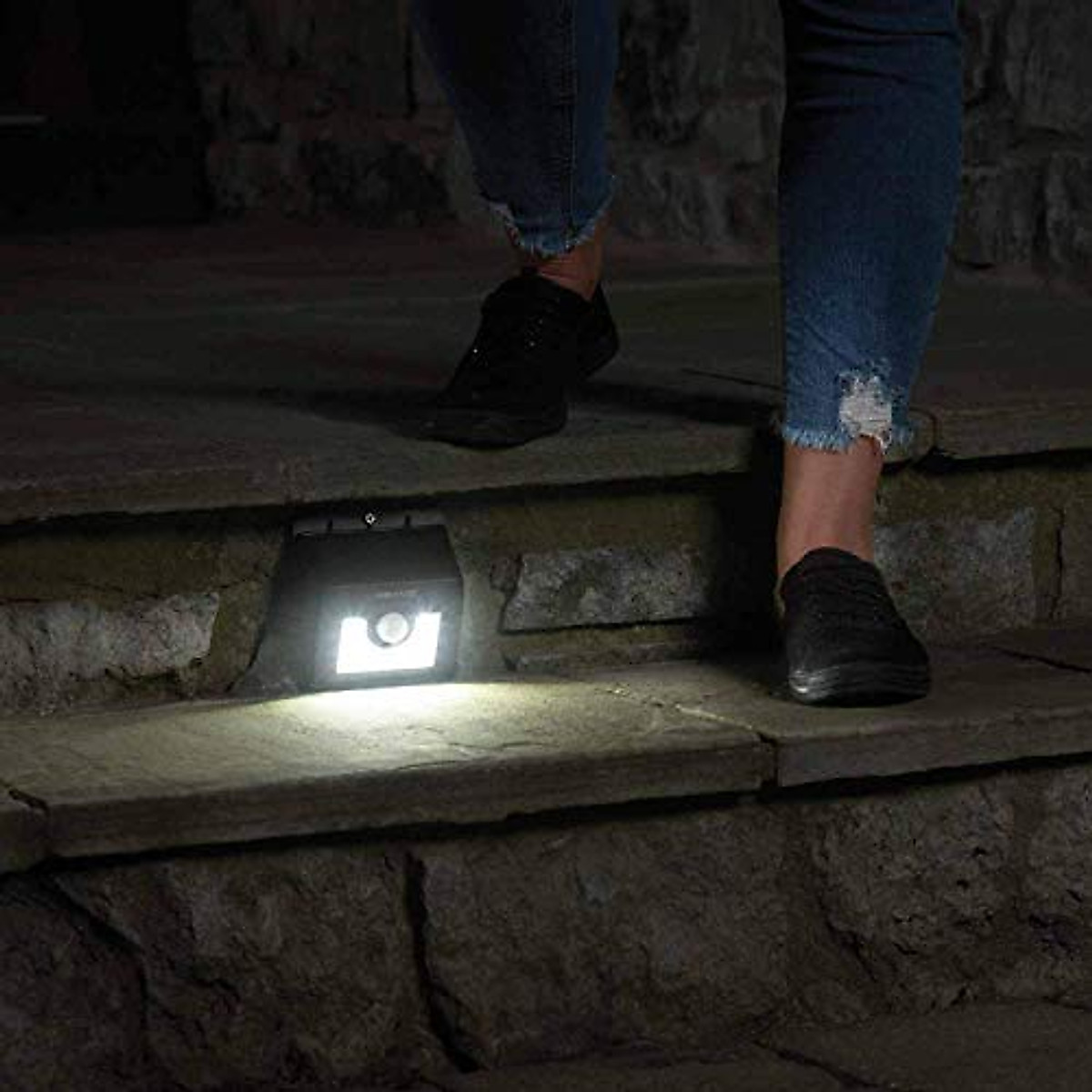 Beams Solar Wedge 8 LED 100 Lumen Outdoor Security Motion Sensor Wall Light, 4-Pack, Black