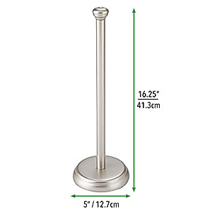 mDesign Metal Free-Standing Toilet Paper Holder with Stainless Steel Tube, Stand with Storage Roller Organizer for Bathroom Cabinet - Holds 3 Rolls Toilet Tissue - Hyde Collection - Satin