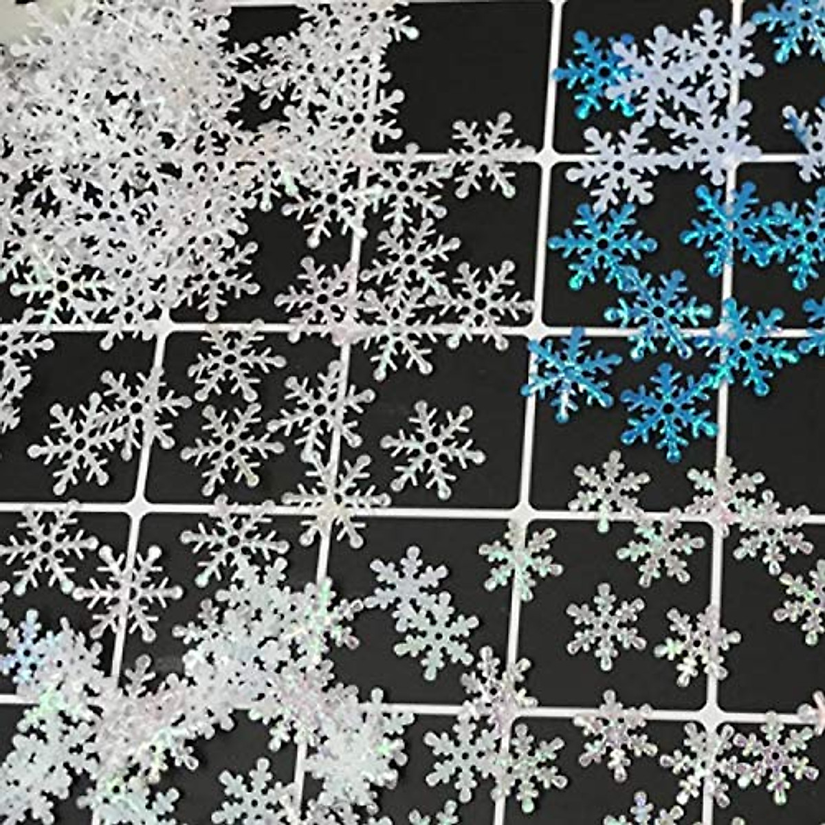 OuMuaMua 1200Pcs Snowflakes Confetti Decorations for Christmas, White and Blue Winter Confetti Snow Party Pack for Wedding Birthday Holiday Party Table Decorations Supplies