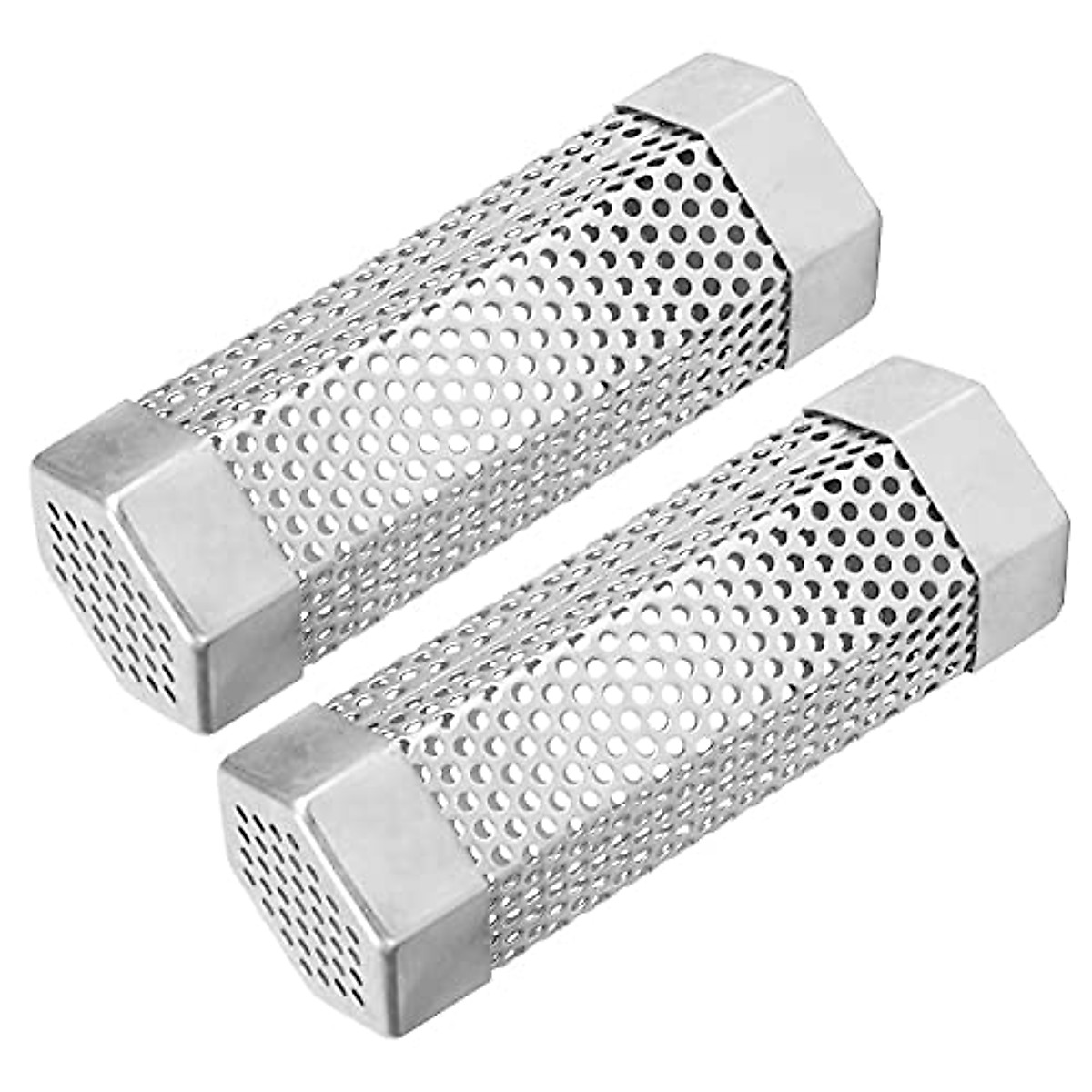 Pellet Smoker Tube, 2Pcs Outdoor Smokers BBQ Grill Smoker Tube Mesh Tube Pellets Smoke Box 6in Stainless Steel Barbecue Accessory for Electric Gas Charcoal